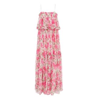 Chlo&eacute; Robe Longue Fleurie &agrave; Volants - Femme - Robes - Multicolore - Taille: 40 FR