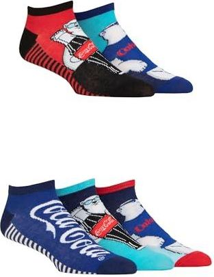 Coca Cola Ware Homme Ours polaire Chaussettes - Sous licence officielle Nouveaut&eacute; No&euml;l Mod&egrave;le Chaussure Liner Short Trainer Chaussettes 5 Paire Taille 39-45 Multi