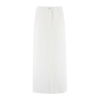 Antonelli Femme, Jupes, Blanc, Taille: 38 FR Jupe Midi avec Fentes Latérales