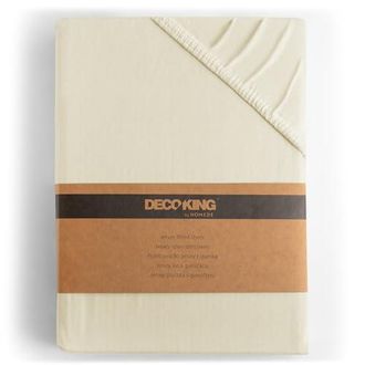 Decoking Drap-Housse 200x220-220x240 cm 100% Coton Peigné Jersey Doux Drap Housse 200x220cm - 220x240cm Beige Amber