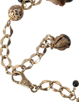 Dolce & Gabbana Filigree Leopard Fur Chain Belt - Gold