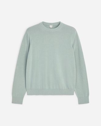 Arket Leichter Baumwollpullover Mit Rundhalsausschnitt -Gr&uuml;n
