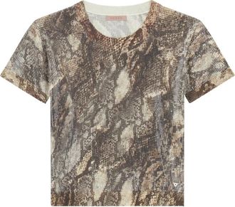 Guess Pull col rond Juniper &agrave; sequins - Femme - Pulls - Brun - Taille: 38 FR