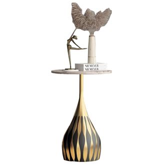 Generic Moderner Nachttisch, Kleiner runder Beistelltisch mit Sockel, runder Couchtisch f&uuml;r Wohn- und Schlafzimmer, dekorativer Nachttisch mit Metallgestell