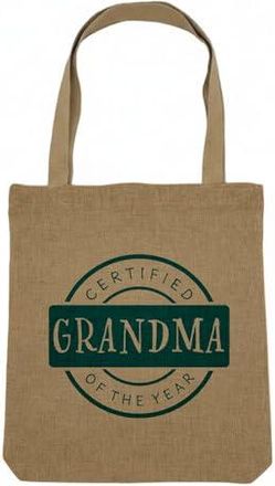 Fabulous Sac Shopping Tote Bag Aspect Lin - Certified Grandma of the Year Granny Family - Sac de Courses Toile Epaisse 360g Beige Naturel Cabas Port&eacute; Epaule So