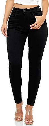 Elara Jeans Super Highwaist Femme Taille Haute EL12 Schwarz 44 (2XL)