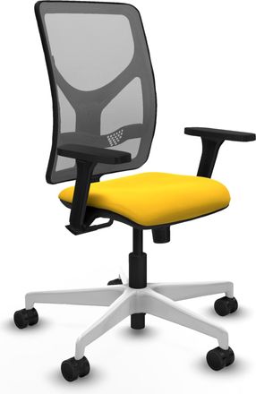 Piqueras y Crespo Hochwertiger Schreibtischstuhl mit 3D-Armen, h&ouml;henverstellbare Lendenwirbelst&uuml;tze, ausgestattet mit 3 Positionen und Schneidschaum, Grau/Gelb