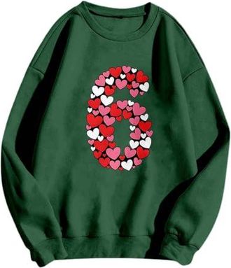 Generic Sweat-shirt unisexe pour couple assorti avec motif damour d&eacute;contract&eacute; &agrave; manches longues et col rond pour femme confortable &agrave; manches longues tuniques 