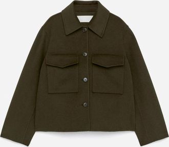 Arket Doubleface-Overshirt Aus Wolle -Gr&uuml;n