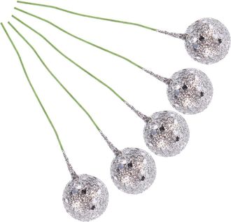 BESPORTBLE 50 Stück Weihnachts Selbstgemacht Beerendekoration Silberne 15cm Beeren aus Schaumstoff mit Glitzer Kleiner Leichter Weihnachtsschmuck für Weihnachtsb