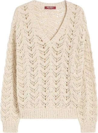 Max Mara Femme, Pulls, Beige, Taille: 38 FR Pull col V