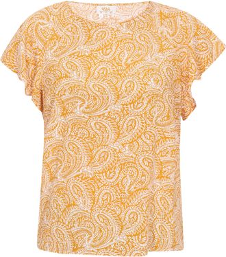 Usha Bluse Frauen gelb wei&szlig;