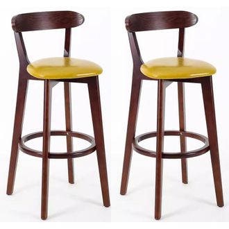 Generic Barhocker-Set (2Er-Set), Tresenh&ouml;he 61/71/81 cm mit R&uuml;ckenlehne, Rustikale Barhocker mit Kunstlederbezug und Holzbeinen f&uuml;r Die K&uuml;cheninsel