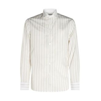 Canali Gestreiftes Hemd mit italienischem Kragen - - Shirts - Herren - Beige - L