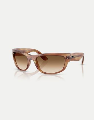 Ray-Ban Mega Balorama - Lunettes de soleil rectangulaire avec verres marron et monture à rayures - Marron