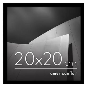 Americanflat 20x20 cm Bilderrahmen aus Kunststoff - 20x20 cm Fotorahmen mit bruchsicherer Scheibe - inklusive Ständer und integrierter Aufhängung - Schwarz