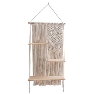 Generic Boho Wandregal - Elegantes Schweberegal im einzigartigen b&ouml;hmischen Stil, dekorativer Aufbewahrungskorb | Wandregal aus Holz f&uuml;r Wohnzimmer, Schlafzim
