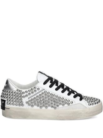 Crime London baskets en cuir &agrave; effet us&eacute; Distressed - Blanc