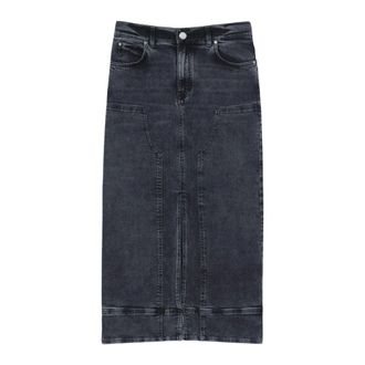 Pinko Pinko, Femme, Jupes, Gris, Taille: 36 FR Jupe Maxi en Denim Gris Foncé