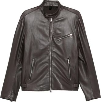 Tagliatore Lederjacke mit Rei&szlig;verschluss - Braun