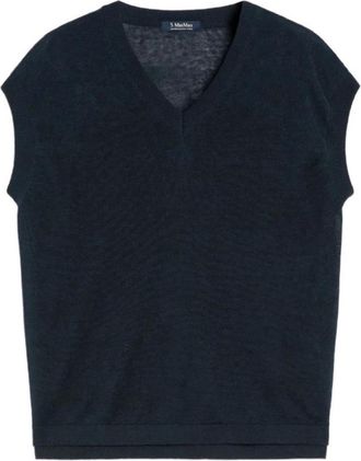 Max Mara Femme, Pulls, Bleu, Taille: 40 FR V-neck Tricots