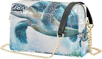 Mnsruu Sacs à bandoulière pour femme, sac à main en cuir motif tortue de mer aquarelle