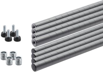 Trinity Stangen-Set zur Herstellung von Drahtregalen f&uuml;r K&uuml;chenorganisation, Garagenaufbewahrung, Waschk&uuml;che, 182,9 x 2,5 cm, Grau, 4 St&uuml;ck