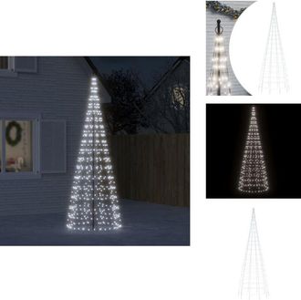 vidaXL LED-Weihnachtsbaum f&uuml;r Fahnenmast 550 LEDs Kaltwei&szlig; 300 cm - LED Beleuchtung - Weihnachtsdeko - Weihnachtsbaum - Fahnenmast - Au&szlig;endeko