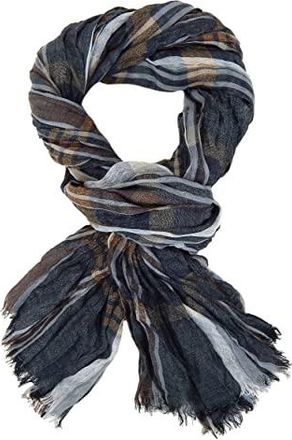 Ella Jonte Écharpe rayée en viscose pour homme Bleu/noir/rouge ou gris, gris, taille unique