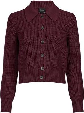 A.P.C. Cardigant en maille c&ocirc;tel&eacute;e de laine vierge
