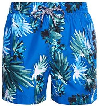 Superdry Super 5s Beach Volley Short de Planche, Brush Palm Blue, M Homme