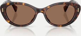 Ralph Lauren lunettes de soleil ovales avec verres marron en havane fonc&eacute;