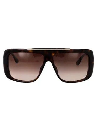 Alexander McQueen AM0492S Metal Frame Tortoiseshell Sunglasses - Brown
