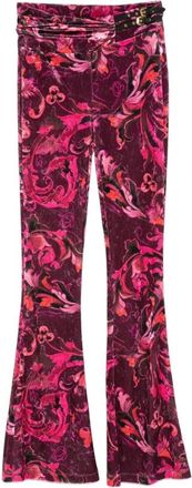 Versace Jeans Couture Femme, Pantalons, Multicolore, Taille: 34 FR Pantalon &Eacute;vas&eacute; en Velours Barocco Porcelain