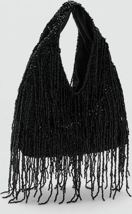 Mango Sac port&eacute; main franges noir - Femme - Taille unique - MANGO