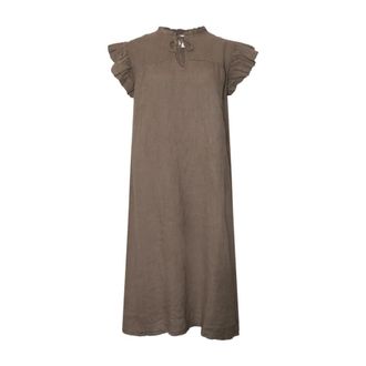Tiffany & Co. Frill Kleid Leinen Nougat - - Dresses - Damen - Braun - L
