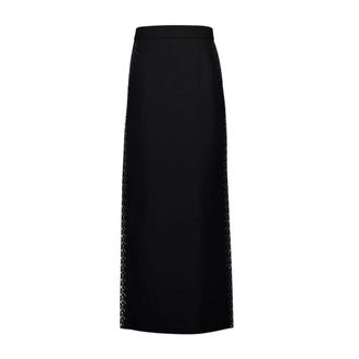 Paco Rabanne Schwarzer Woll-Maxirock mit Strasssteinen - - Skirts - Damen - Schwarzk - XS