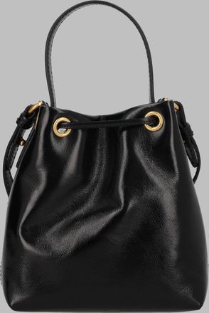 Balmain Womens Bucket Bag Pulse Mini Black Calf Leather Shoulder