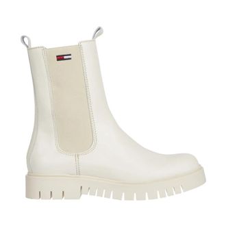 Tommy Jeans Wei&szlig;e Leder Chelsea Stiefel - - Shoes - Damen - Wei&szlig; - 40 EU