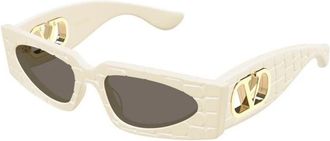 Valentino Rechteckige Sonnenbrille - - Accessories - unisex - Beige - 53 MM