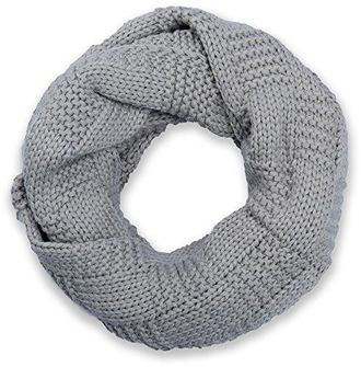 styleBREAKER écharpe loop tricotée avec motif patenté, mailles fines unies, écharpe dhiver, unisexe 01018152, couleur:Gris clair