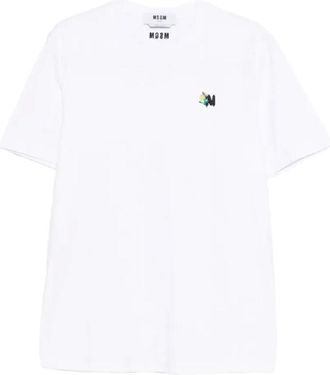Msgm Msgm, Homme, Tops, Blanc, Taille: S T-shirt &agrave; logo brod&eacute;