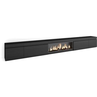 Skraut Home TV-Schrank, Lowboard, f&uuml;r Wohnzimmer und Esszimmer, 368x45x35, Elektrokamin xxl, Moderner Stil, Schwarz - Skraut Home