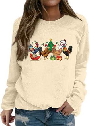 Generic HUIFUAO Sweat-shirt de Noël pour femme avec imprimé Père Noël amusant et canard - Pull de Noël tendance - Grande taille - Costumes de festival - Col r