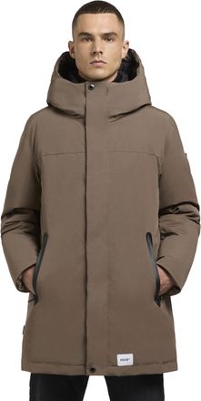 Khujo Herren warme Lange Winterjacke mit innenliegenden Rucksackträgern und Verstellbarer Kapuze Kann-YM City Taupe Gr. XL