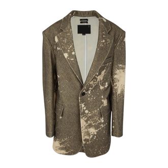 R13 Homme, Vestes, Brun, Taille: S Blazer en tweed &agrave; simple boutonnage avec effet d&eacute;lav&eacute;