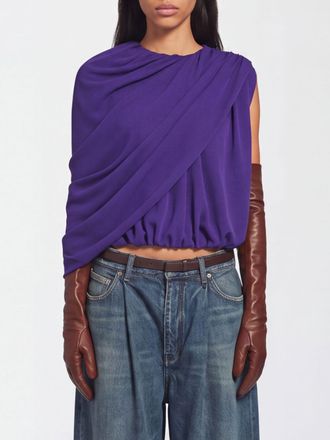 Balenciaga Drapiertes One-Shoulder-Cropped-Top aus Seide von mit Rundhalsausschnitt