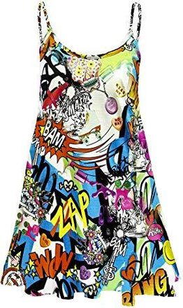 WearAll Mini robe sans manches à bretelles pour femme - Grande taille - 44-54, Bang, 44/46/grande taille