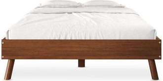 IDIMEX Lit futon KARRI 140 x 200 cm, en bois massif - Coloris ch&acirc;taignier