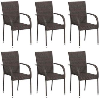 vidaXL Vidaxl - Chaises empilables dext&eacute;rieur 6 pcs R&eacute;sine tress&eacute;e Marron